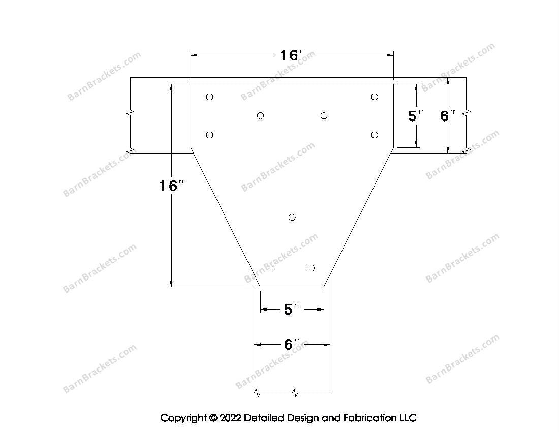 T style Gusset Brackets for 6 inch beams - Triangular style holes ...