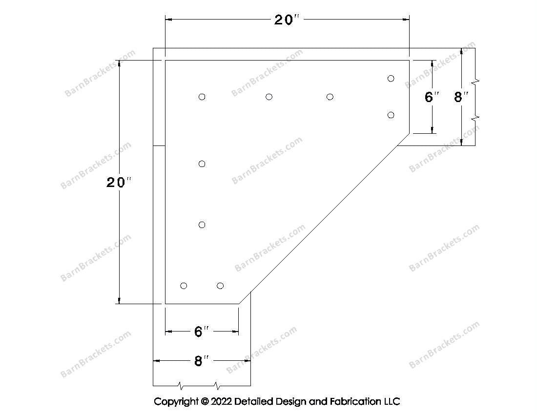 L style Gusset Brackets for 8 inch beams - Triangular style holes ...