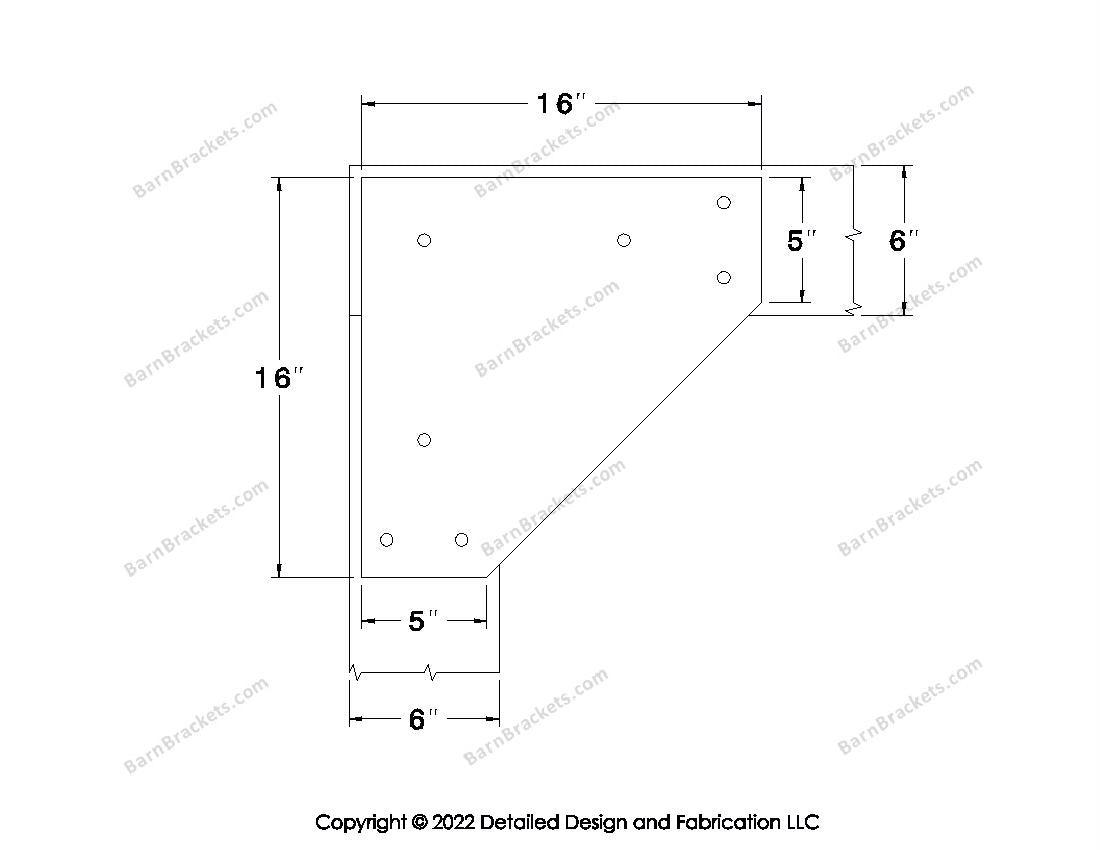 L style Gusset Brackets for 6 inch beams - Triangular style holes ...