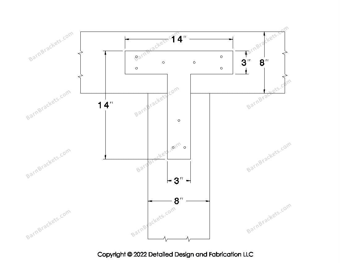 T shaped Brackets for 8 inch beams - Square - Triangular style holes ...