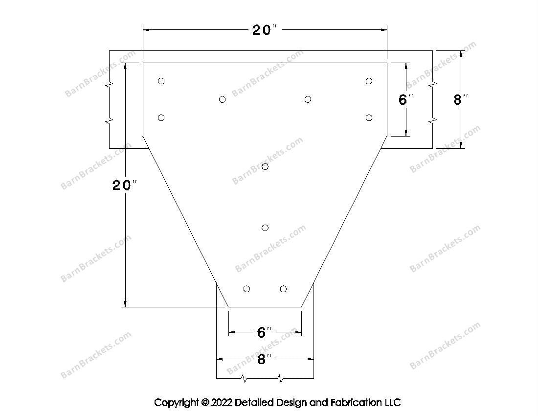 T style Gusset Brackets for 8 inch beams - Triangular style holes ...